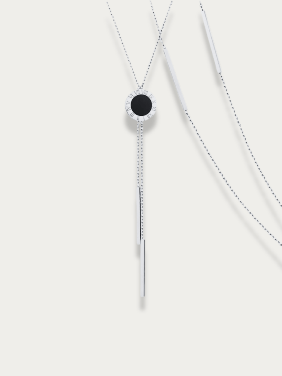 Flowy Roman Dual Face Long Necklace | Black & Mother of Pearl Jewelry ...