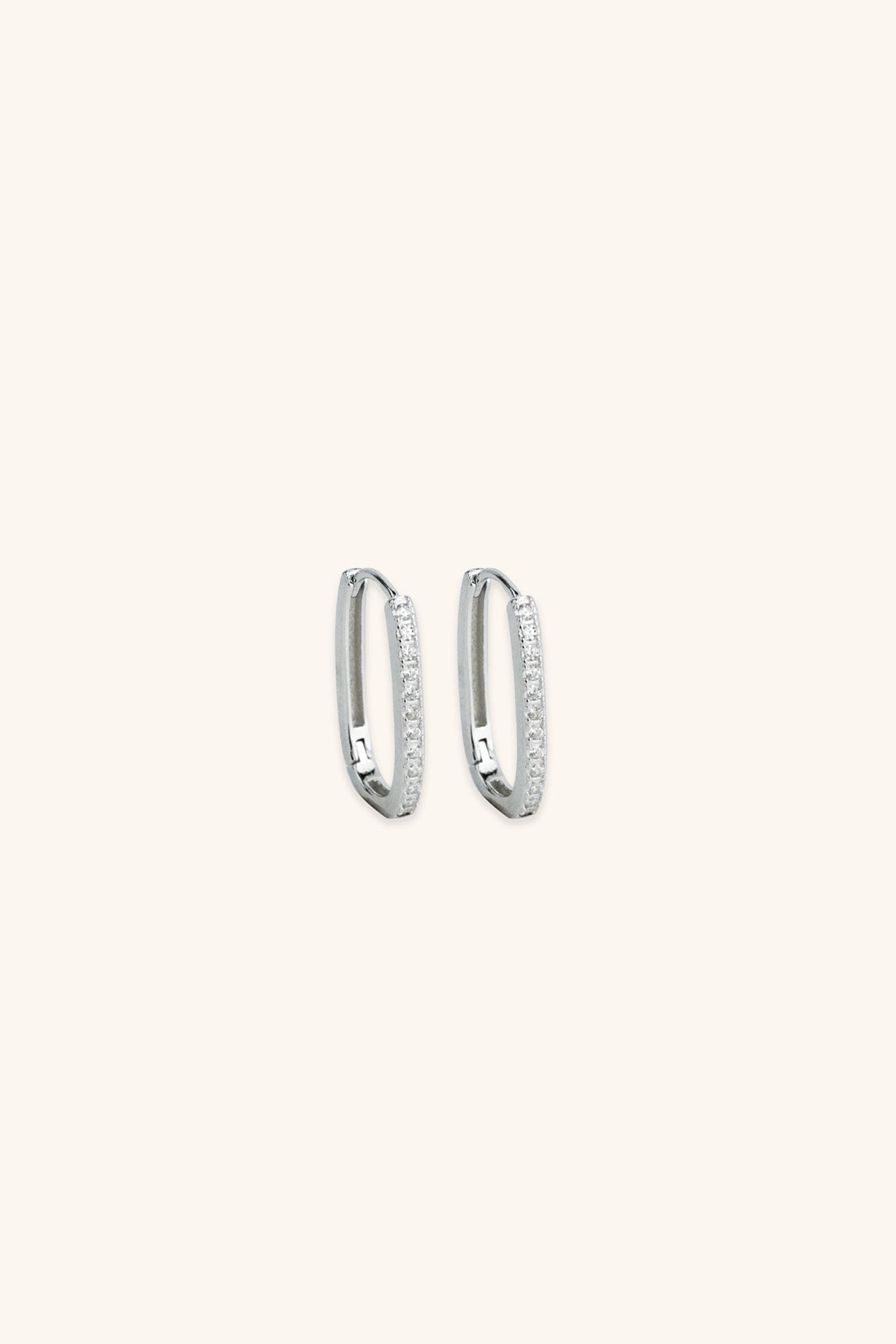 LEVI Oval Diamond Sterling Silver Ear Hoops – Minimalist Lab