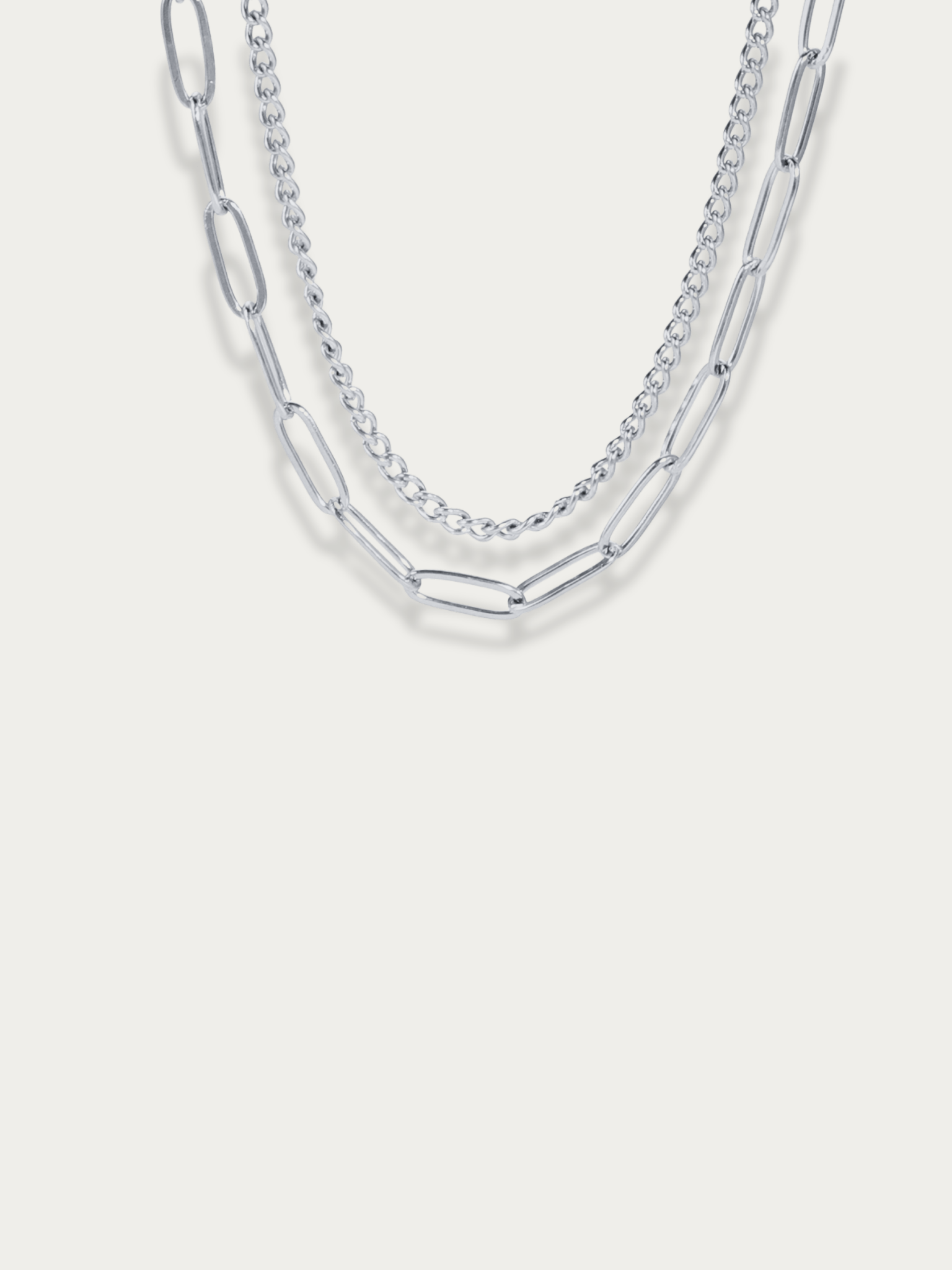 Marlow Paperclip & Curb Dual Chain Necklace | Minimalist Layered Look ...