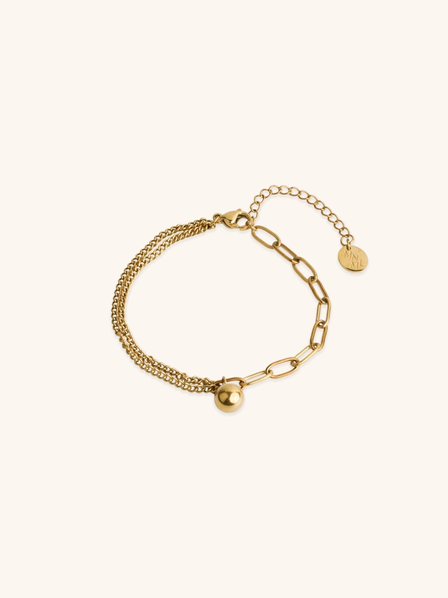 Paperclip Curb Chain Ball Bracelet – Titanium Gold, Waterproof ...