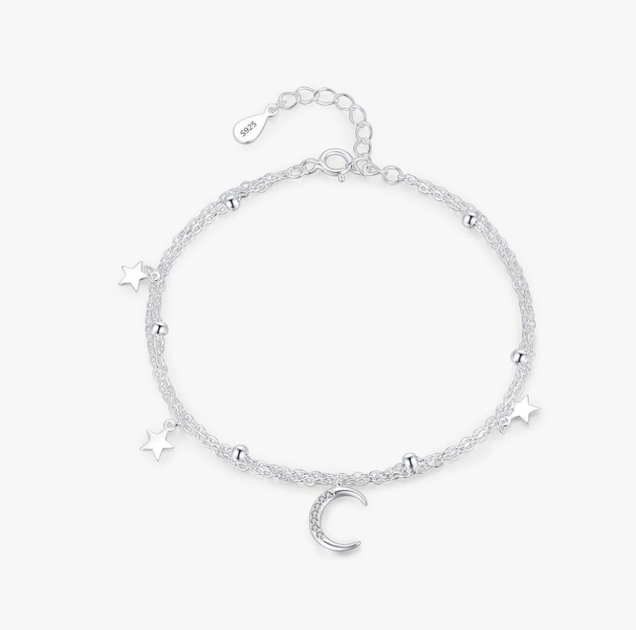 CRESSIDA Moon and Stars Sterling Silver Bracelet – Minimalist Lab