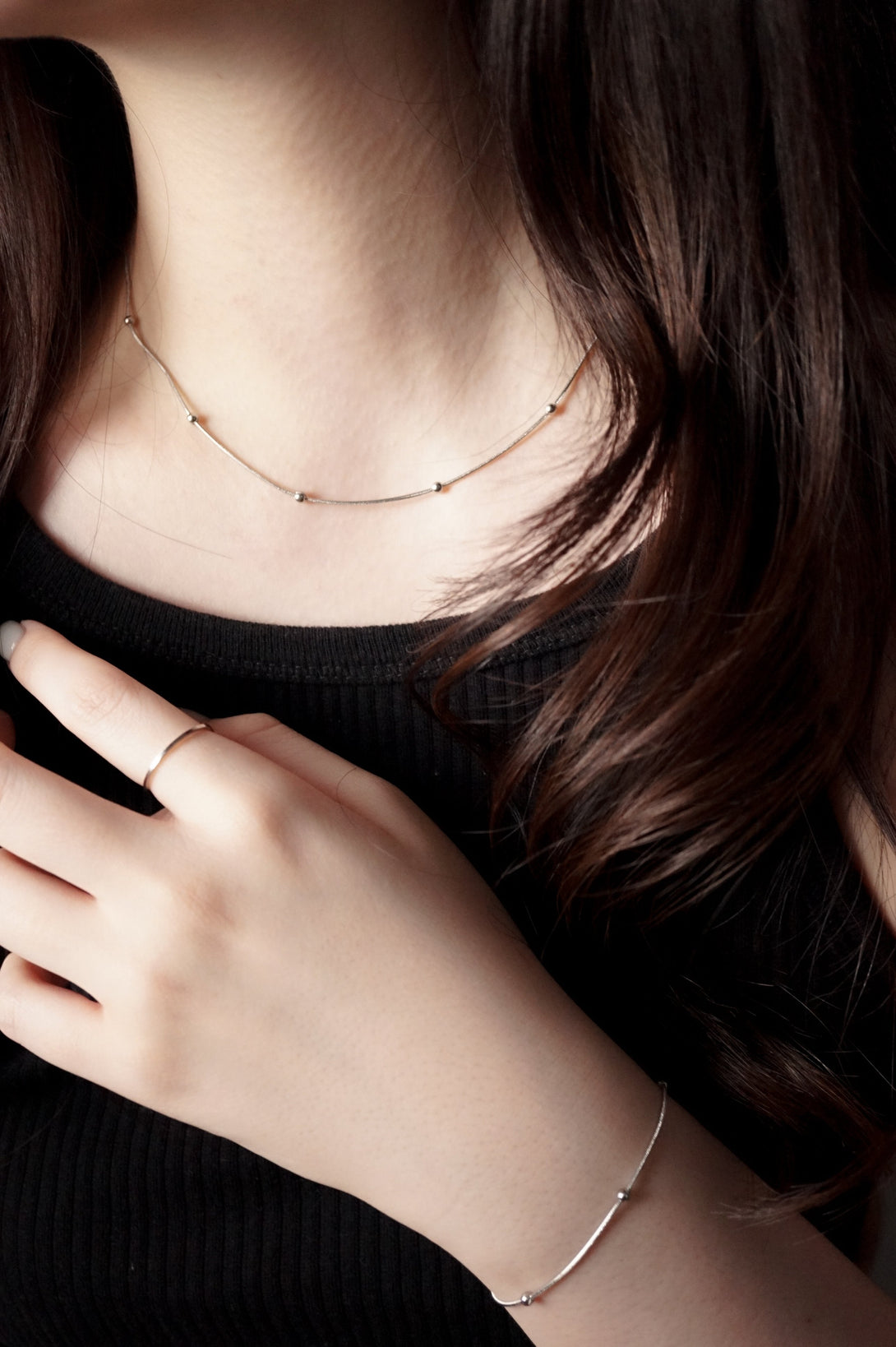 Rhea Satellite Snake Chain Necklace – Minimalist Lab